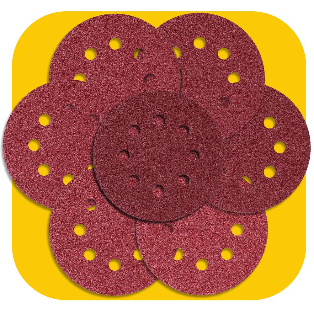 TPmax 5 Inch Sanding Discs 70 PCS Hook and Loop 5 in 8 Hole Sandpaper Orbital Sander Pads 10 pcs Each 40 80 120 240 320 600 800 Grits Obital Sandpaper