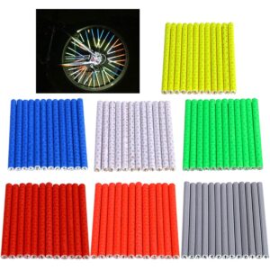 sannix 84pcs/7 sets bicycle spoke skins wraps bicycle wheel spoke reflector reflective kids road mountain bike colorful wheel decoration reflectors