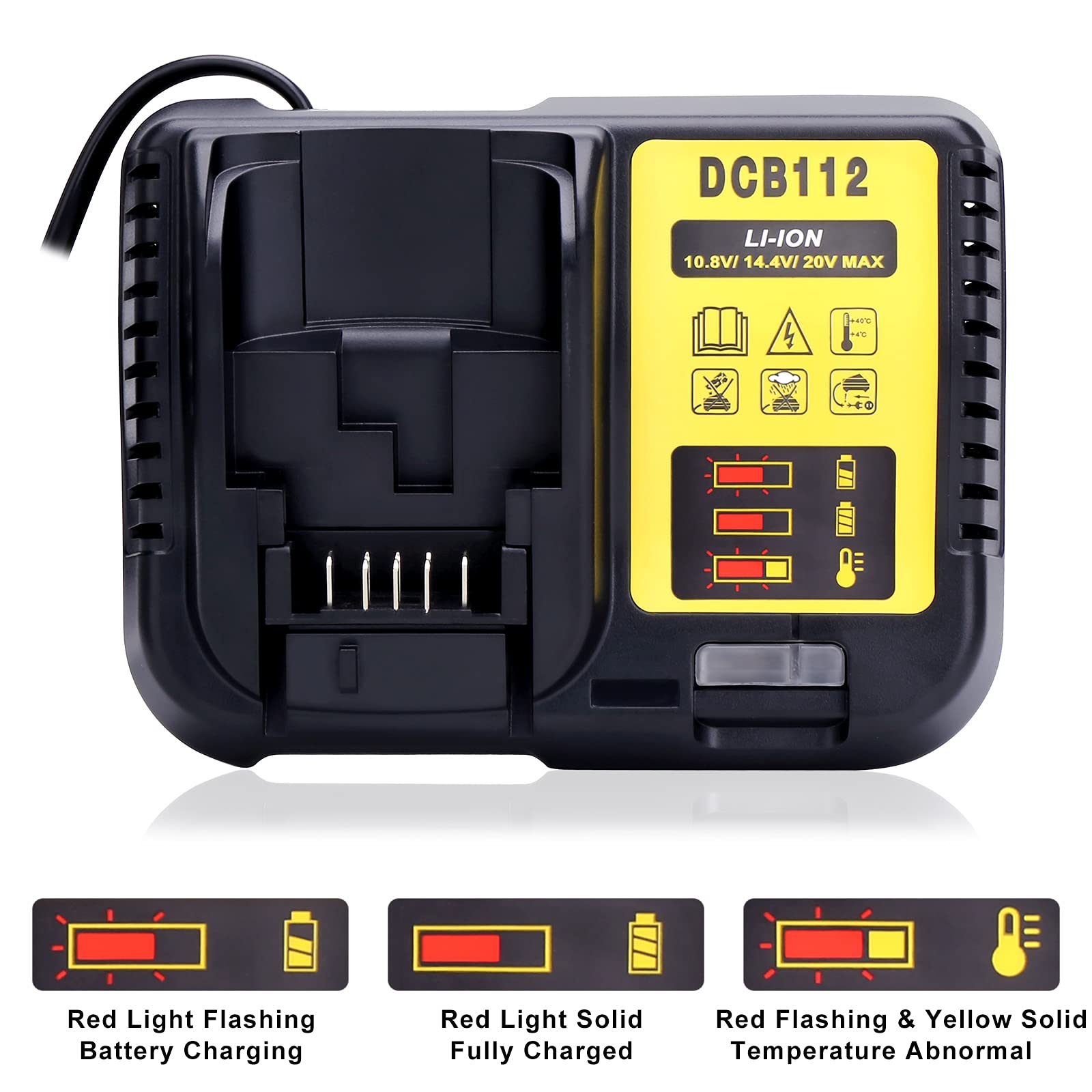 Yongcell 12V-20V and 60V MAX Battery Charger Replacement for Charger DCB112 DCB115 DCB118 DCB107 Compatible with 20V 60V MAX Lithium Battery DCB206 DCB120