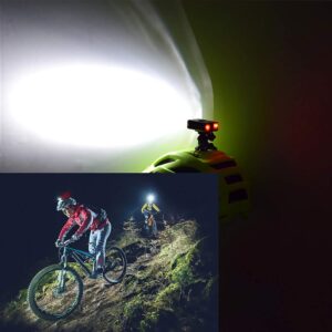 WASAGA Bike Helmet Light, 200 Lumen LED Bicycle Helmet Light 3 Modes USB Rechargeable Waterproof Bike Front Headlight and 5 Modes Bike Taillight Perfect for Riding or Outdoor Activities