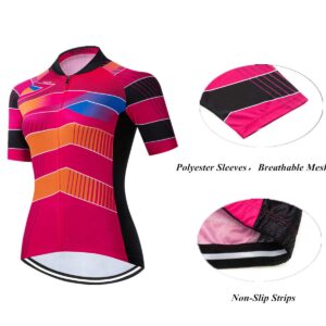 PSPORT Women's Cycling Jersey Set,Ladies Short Sleeve Bike Clothing Biking Jerseys