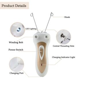 Electric Body Facial Hair Remover Pull Surface Device Defeatherer Cotton Thread Epilator Rechargeable Epilator Ladies Shaver (New Version White)