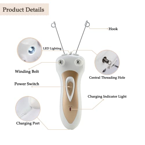 Electric Body Facial Hair Remover Pull Surface Device Defeatherer Cotton Thread Epilator Rechargeable Epilator Ladies Shaver (New Version White)