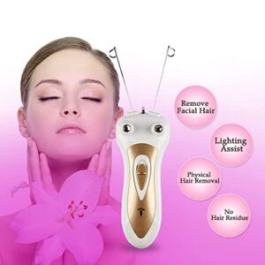 Electric Body Facial Hair Remover Pull Surface Device Defeatherer Cotton Thread Epilator Rechargeable Epilator Ladies Shaver (New Version White)