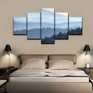 Skipvelo Layers of The Great Smoky Mountains Wall Art Canvas Prints Pictures Paintings Artwork Home Decor Stretched and Framed - 5 Pieces