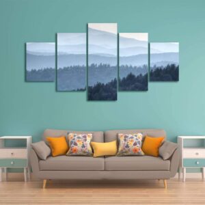 Skipvelo Layers of The Great Smoky Mountains Wall Art Canvas Prints Pictures Paintings Artwork Home Decor Stretched and Framed - 5 Pieces