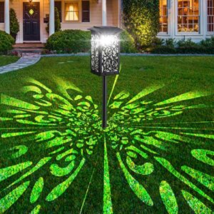 topmante upgrade solar pathway garden lights, super bright lantern waterproof landscape path light, led spotlights outside solar powered lamp for garden patio lawn yard path sidewalk (white lighting)