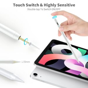 Stylus Pen for iPad, Apple Pencil 2.5X Quick Charge, 5 Extra Tip, Compatible with iPad Pro 12.9/11 inch(2018-2023) iPad 6th,7th,8th,9th,10th Gen, iPad Mini 6/5, iPad Air 3/4/5, Palm Rejection(White)