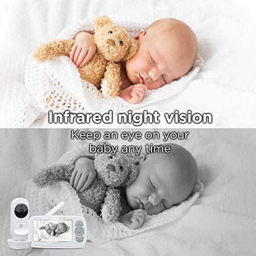 Motorola EASE34 Video Baby Monitor - 4.3-Inch Color Display Parent Unit, 2-Way Talk Audio, 5 Lullabies -Infrared Night Vision, Room Temperature Monitoring, Digital Zoom, 1000ft Long Range