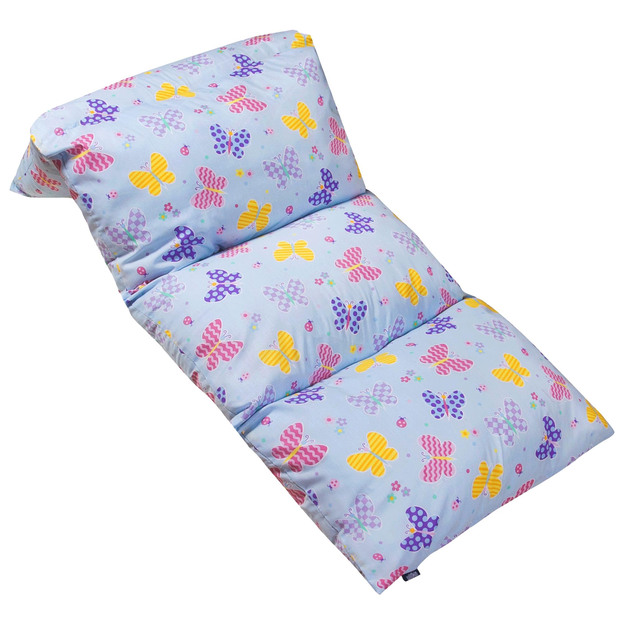 Wildkin Kids Floor Lounger: Ideal for Boys and Girls, Travel-Friendly, Perfect for Sleepovers - Pillow Lounger for Kids, Requires Standard Size Pillows Not Included (Butterfly Garden)