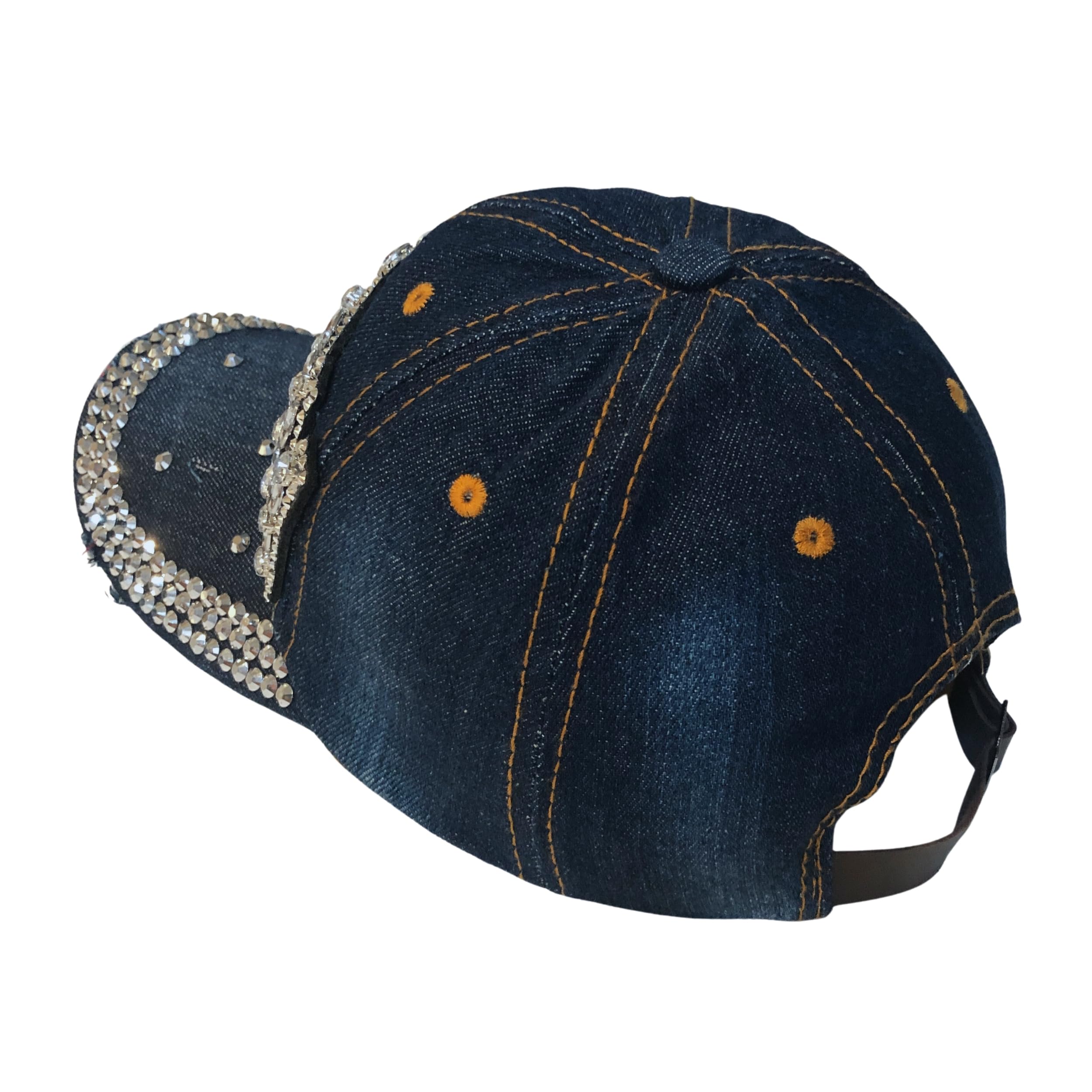 Popfizzy Bling Queen Hat for Women, Bling Bling Rhinestone Denim Hat, Distressed Baseball Cap, Bejeweled Bedazzled Ball Cap