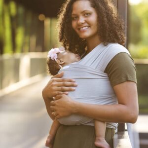 Everyday Wrap Baby Carrier by Beachfront Baby, Boardwalk Gray, one Size, Made with Repreve (Recycled Water Bottles), Water-Friendly, Moisture-Wicking