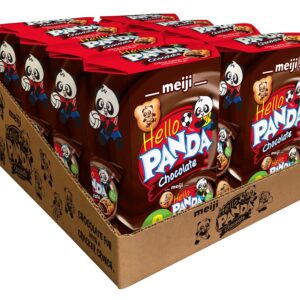 Meiji Hello Panda Cookies, Chocolate Crème Filled - 6 oz, Pack of 8, 64 Bags Total - Bite Sized Cookies with Fun Panda Sports