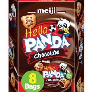 Meiji Hello Panda Cookies, Chocolate Crème Filled - 6 oz, Pack of 8, 64 Bags Total - Bite Sized Cookies with Fun Panda Sports