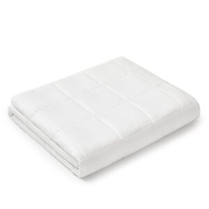 YnM Cooling Weighted Blanket —Oeko-Tex Certified Material with Premium Glass Beads (White, 60''x80'' 15lbs), Suit for One Person(~140lb) Use on Queen/King Bed