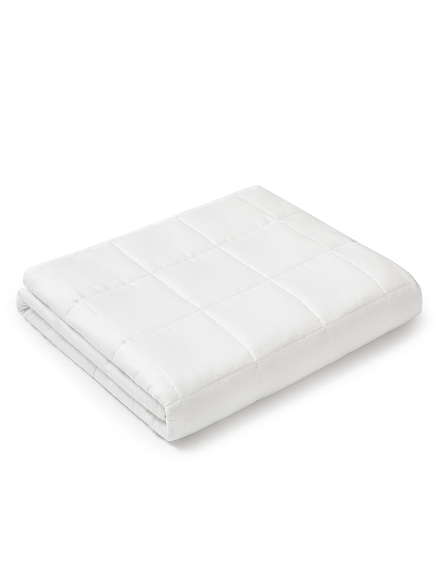 YnM Cooling Weighted Blanket —Oeko-Tex Certified Material with Premium Glass Beads (White, 60''x80'' 15lbs), Suit for One Person(~140lb) Use on Queen/King Bed