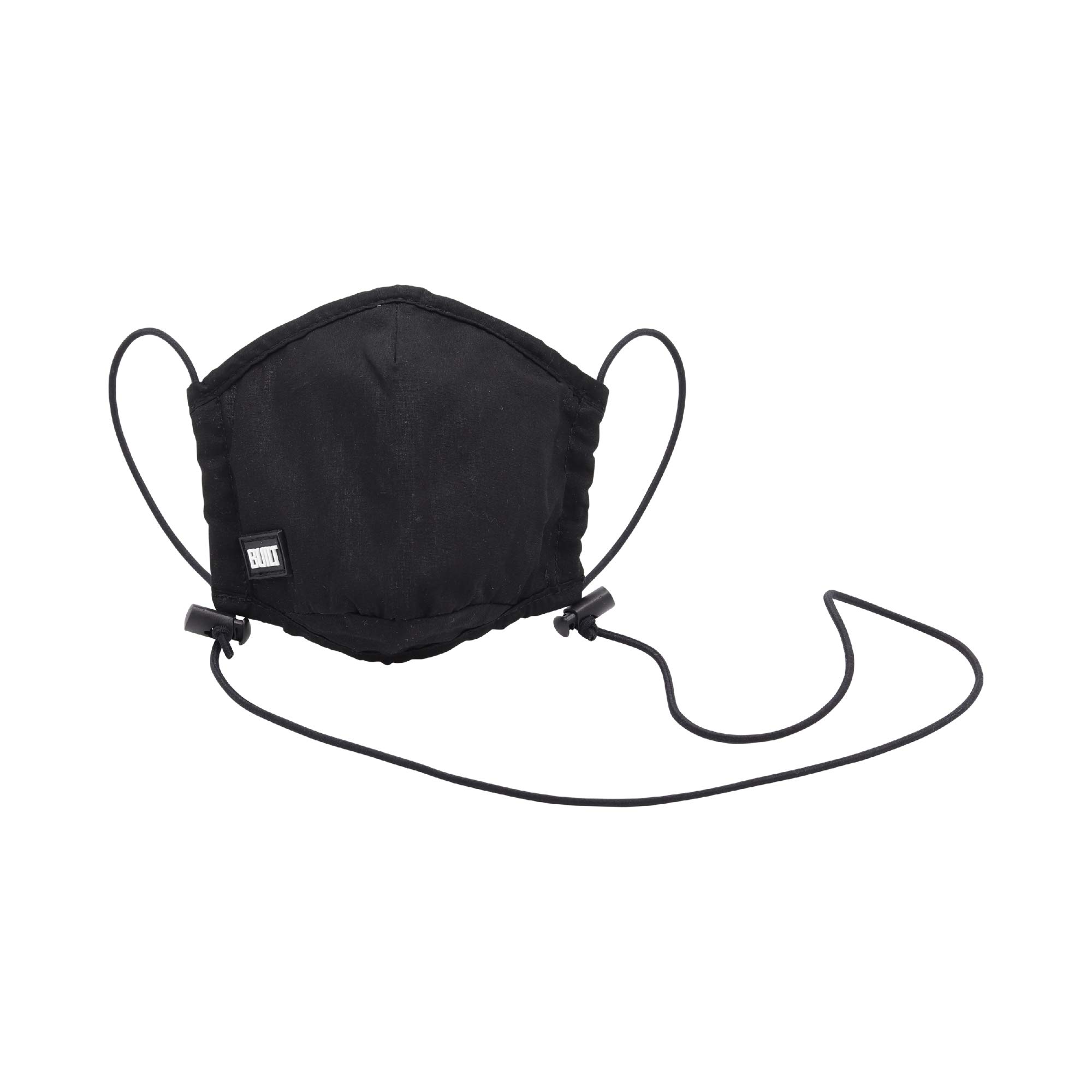 BUILT Washable and Breathable Cotton Face Mask with Adjustable Ear Loops, Nose Wire and PM2.5 Filters Black 5275422