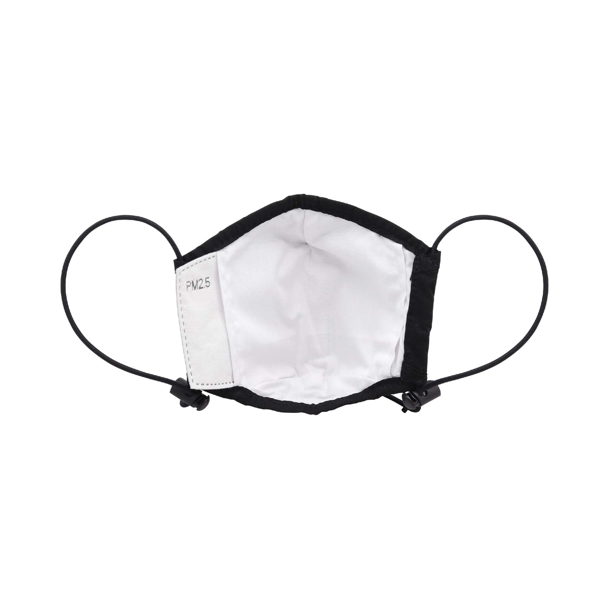 BUILT Washable and Breathable Cotton Face Mask with Adjustable Ear Loops, Nose Wire and PM2.5 Filters Black 5275422