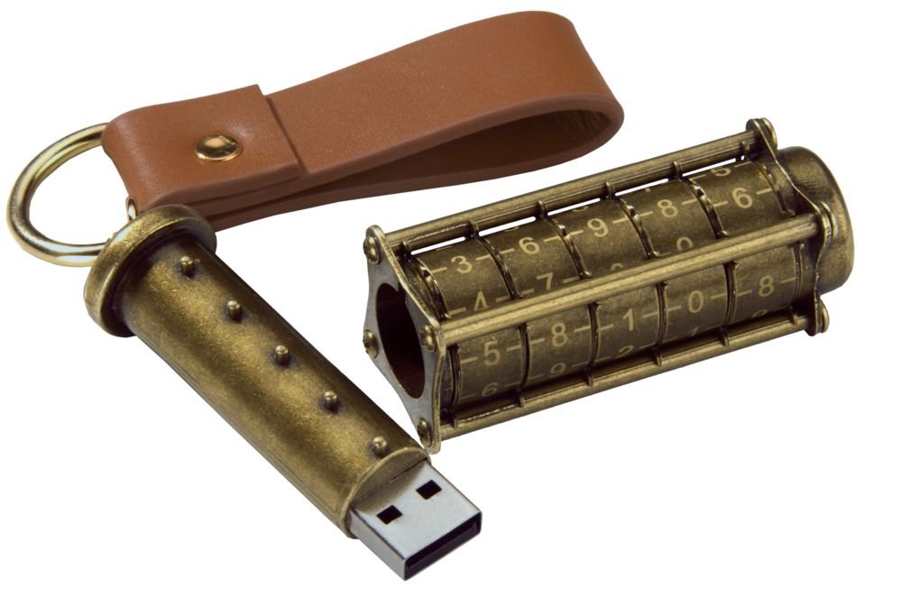 Cryptex USB Flash Drive, Antique Gold, 64 GB