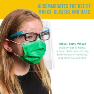 TCP Global Salon World Safety Kids Face Shields with Glasses Frames (Pack of 5) - 5 Colors, 1 Each - Protective Face Shields