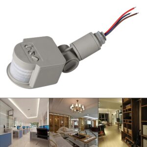 Motion Sensor Detector Switch, 90~250V 180 Degree Wall Mount Infrared PIR Motion Sensor Detector Infrared Switch for Outdoor Indoor (Gray)