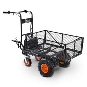 superhandy utility service cart power wagon wheelbarrow electric 48v dc li-ion powered 660lbs load and 1000lbs+ hauling capacity farm and garden all purpose modular cargo bed