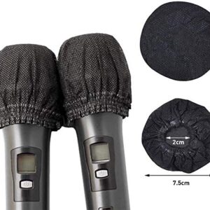 140 Pieces Disposable Microphone Cover Non-Woven Microphone Cover Windscreen Mic Cover Protective Cap for KTV Recording Room News Gathering, 3 Inch (Black)