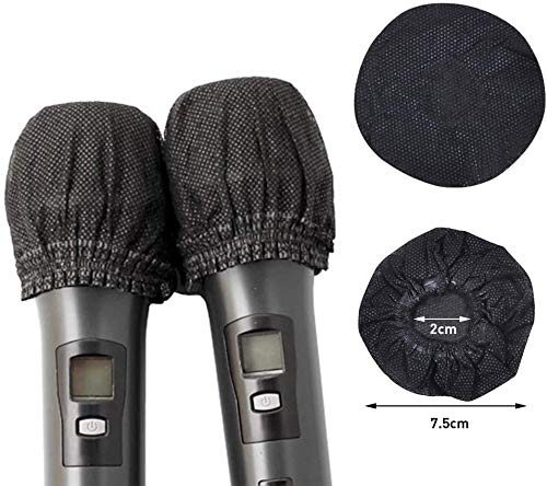 140 Pieces Disposable Microphone Cover Non-Woven Microphone Cover Windscreen Mic Cover Protective Cap for KTV Recording Room News Gathering, 3 Inch (Black)