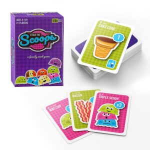 stack the scoops ice cream card game - irresistible kids card games - color matching games - fun family games to practice addition and multiplication - travel card games