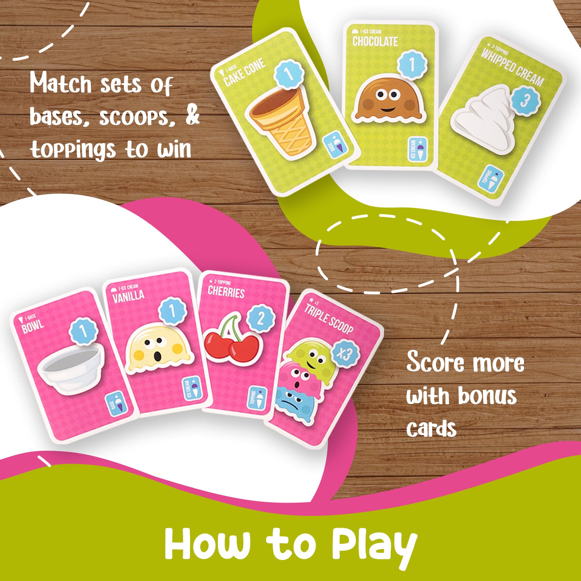 Stack The Scoops Ice Cream Card Game - Irresistible Kids Card Games - Color Matching Games - Fun Family Games to Practice Addition and Multiplication - Travel Card Games