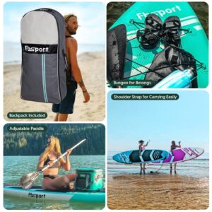 FBSPORT 10'6'' Premium Stand Up Paddle Board, Yoga Board with Durable SUP Accessories & Carry Bag | Wide Stance, Surf Control, Non-Slip Deck, Leash, Paddle and Pump for Youth & Adult Mint Green