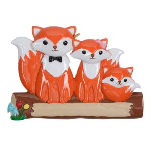 maxora fox family of 3 christmas tree ornament 2024 - personalized red fox family ornament - fox parents with 1 kid ornament - unique family christmas tree decorations