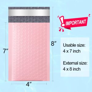 Famagic Bubble Mailers 4x8 Inch 50pc Light Pink Shipping Bags, Chic Packaging Bags For Small Business, Colored Padded Mailing Envelopes, Opaque Matte Self Seal Bubble Poly Mailers Bulk #000