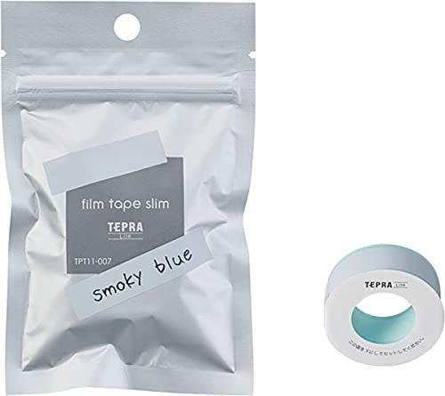 KING JIM TEPRA Lite Film Tape Slim Clear Series, Thermal Synthetic Paper, Width 0.43" Length 13.1 from (Smoky Blue)