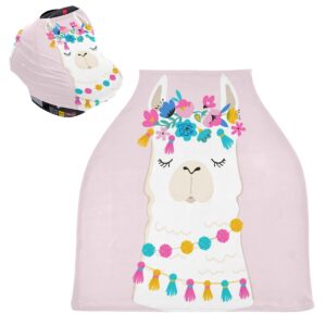 mnsruu baby car seat covers canopy cover llama illustration infant stroller cover full coverage carseat canopy breathable nursing cover for breastfeeding