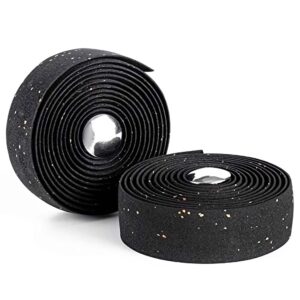 lssh bike handlebar tapes, cork bike handlebar tape, bicycle bar tape, cycling handle wraps, eva road bike handlebar tape – 2 rolls (black)