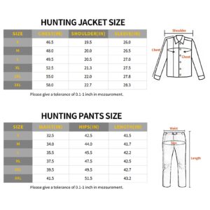 YEVHEV Quiet Hunting Clothes for Men Hunt Clothing Suit Gear Camouflage Hoodie Jacket and Pants Camo Coat Windproof