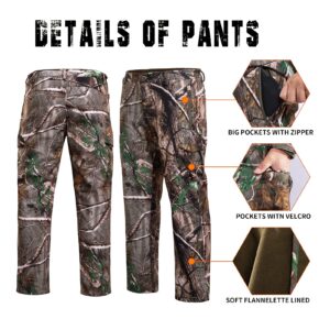 YEVHEV Quiet Hunting Clothes for Men Hunt Clothing Suit Gear Camouflage Hoodie Jacket and Pants Camo Coat Windproof