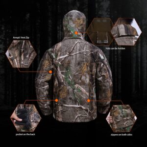 YEVHEV Quiet Hunting Clothes for Men Hunt Clothing Suit Gear Camouflage Hoodie Jacket and Pants Camo Coat Windproof