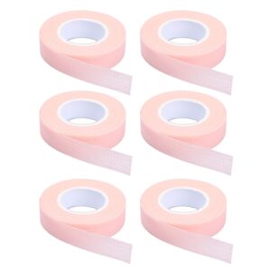 6 rolls eyelash tape,adhesive fabric eyelash extension tape,breathable micropore fabric tape for eyelash extension supplies,9 m/10 yard each roll (pink)