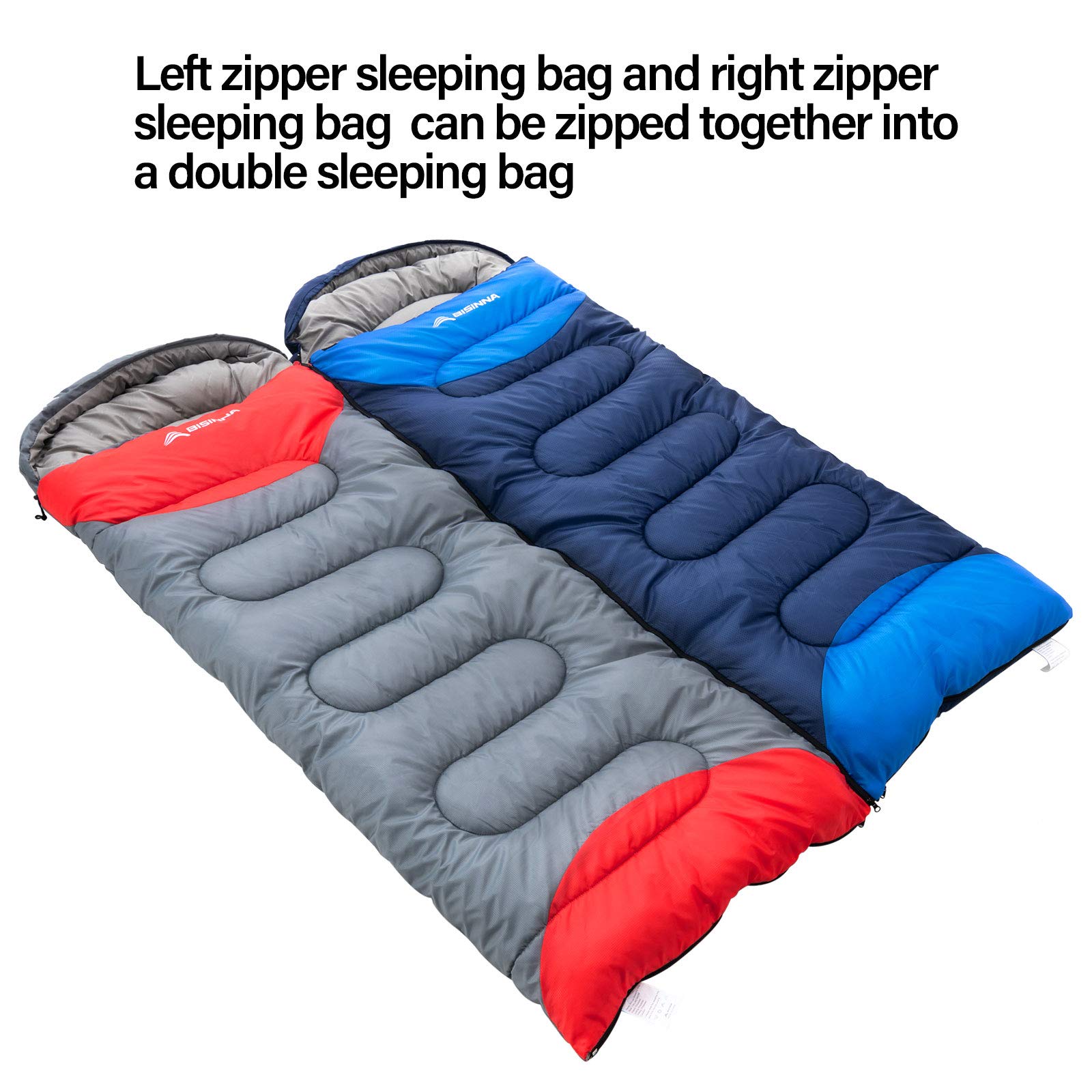 BISINNA Sleeping Bag with Pillow - 4 Season Backpacking Sleeping Bag Lightweight Waterproof Warm and Washable for Adults, Kids, Women, Men's Outdoors Camping, Hiking, Mountaineering