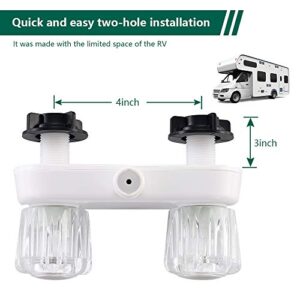 AiHom Motorhome ABS Dual-Handle RV Shower Faucet Valve Diverter with Crystal Acrylic Knobs, White Finish