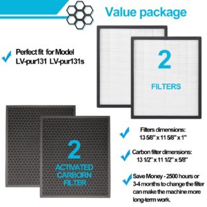 LV-PUR131 Replacement Filters Compatible with LEVOIT Air Purifier Models LV-PUR131s and LV-PUR13, LV-PUR131-RF, 2 Pack True HEPA and Activated Carbon Filters