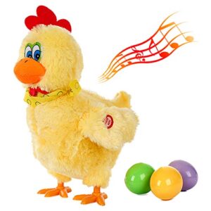 aosuyou easter chicken animal toy doll laying egg electric crazy plush chicken with sound music