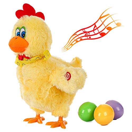 AOSUYOU Easter Chicken Animal Toy Doll Laying Egg Electric Crazy Plush Chicken with Sound Music