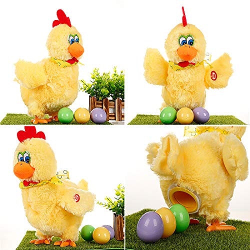 AOSUYOU Easter Chicken Animal Toy Doll Laying Egg Electric Crazy Plush Chicken with Sound Music