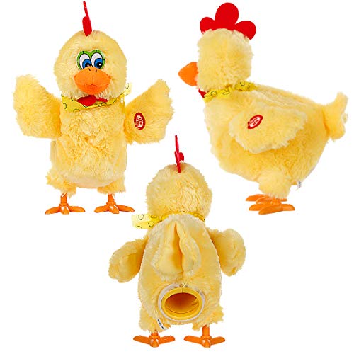 AOSUYOU Easter Chicken Animal Toy Doll Laying Egg Electric Crazy Plush Chicken with Sound Music