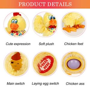 AOSUYOU Easter Chicken Animal Toy Doll Laying Egg Electric Crazy Plush Chicken with Sound Music