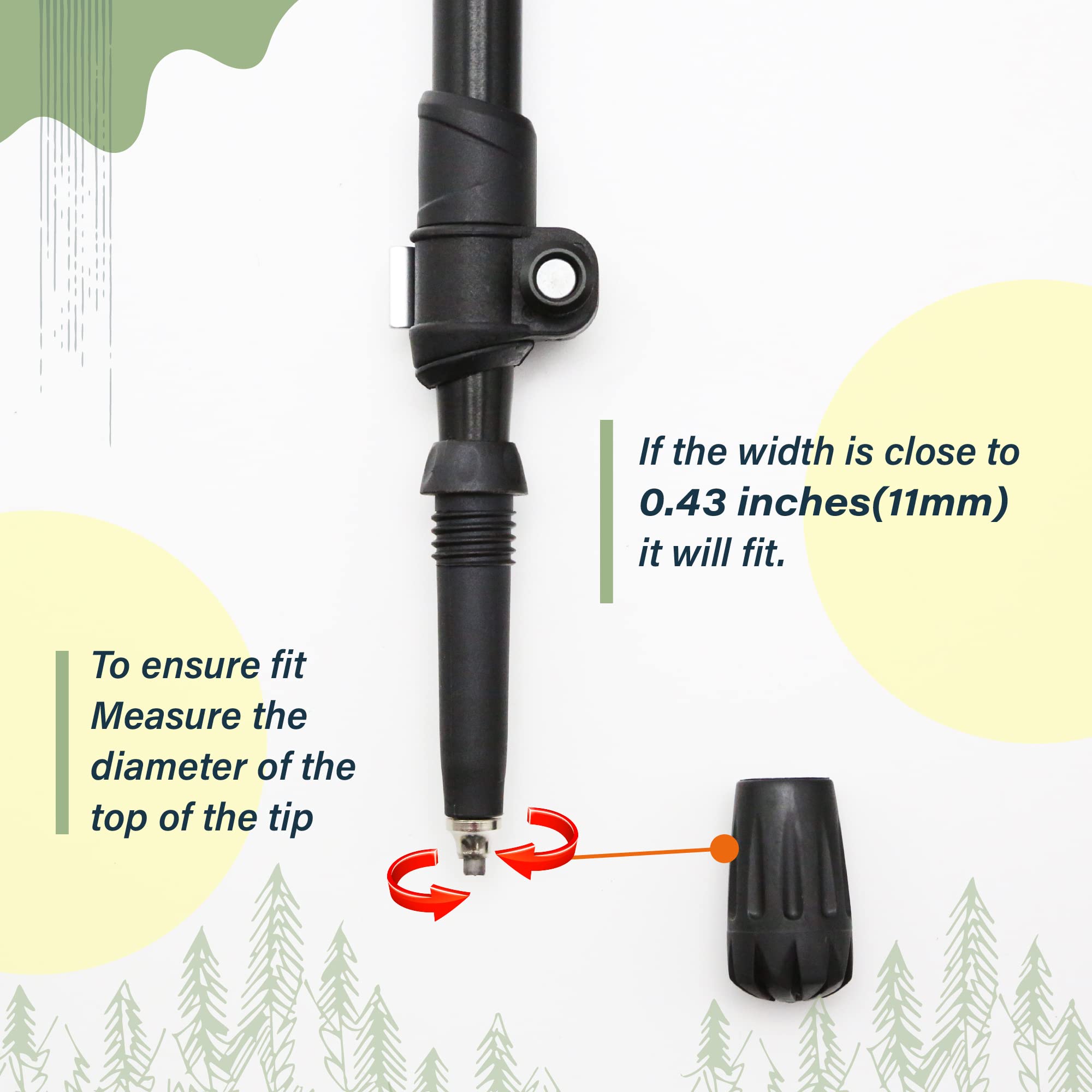 TREKOLOGY 2 pc Trekking Hiking Poles / 6 pc Replacement Rubber Tips-Collapsible Trekking Poles Nordic Hiking Pole Cork Grip. Lightweight Aluminum 7075,Adjustable Quick Flip-Lock, Folding Walking Stick