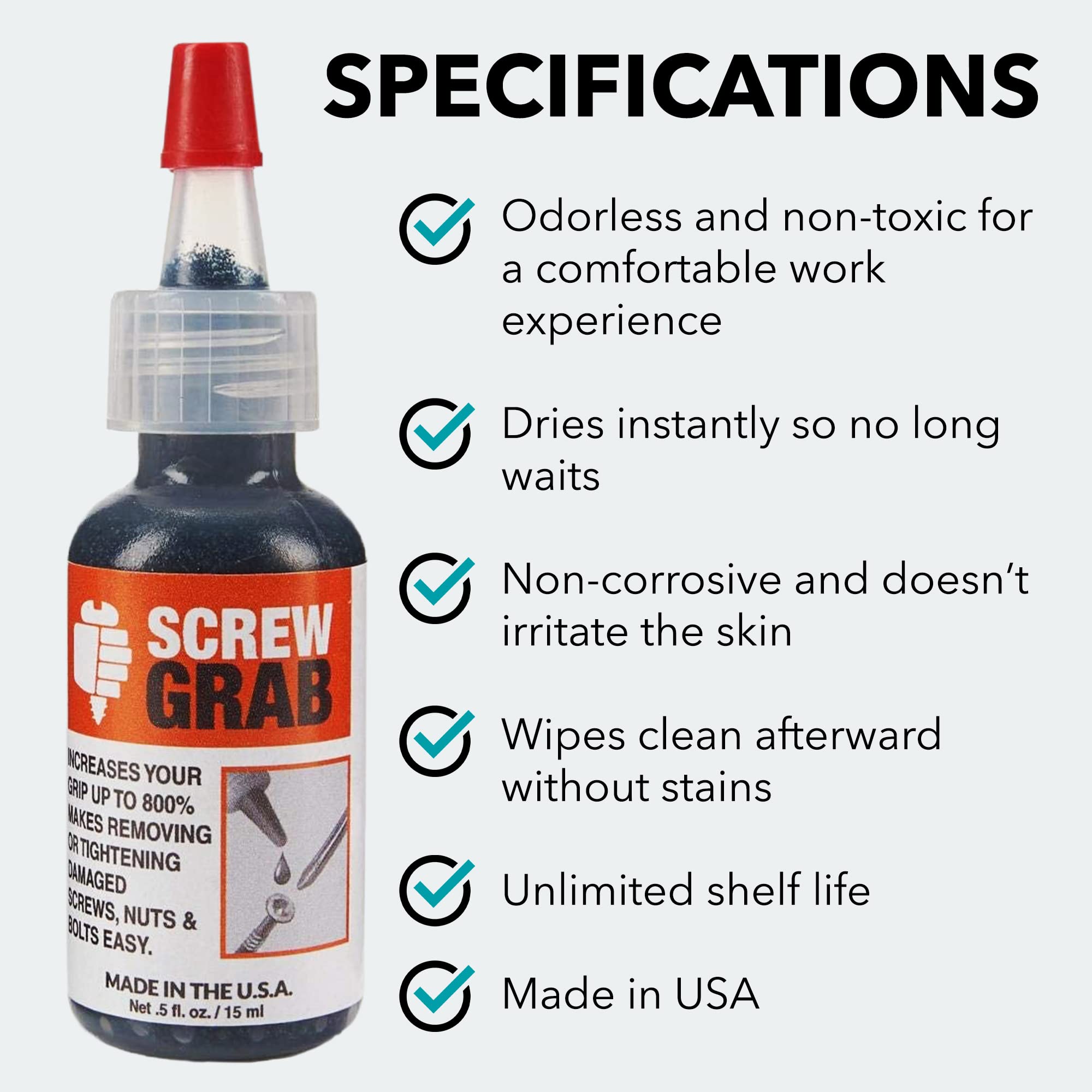 Solder-It Screw Grab (0.5 oz) | Quick-Dry Liquid Paste Stripped Screw Remover | Screw Extractor Set in a Bottle | Anti-Seize Compound Creates up to 800% Positive Grip | Home Improvement Essential